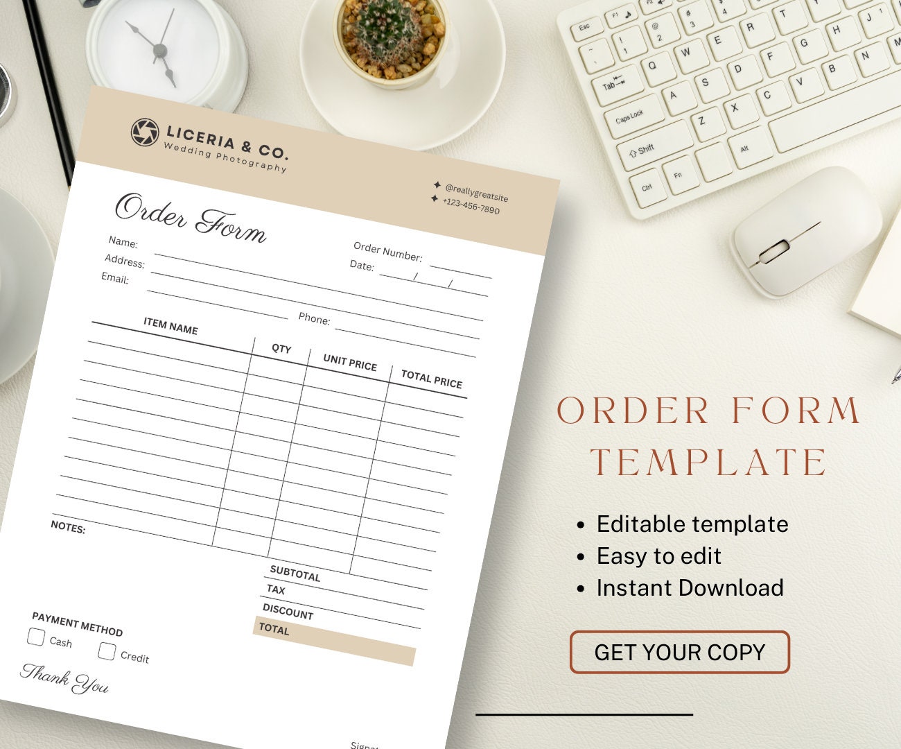 Gold Minimalist Order Form Business A4 Document, Order Form Template ...