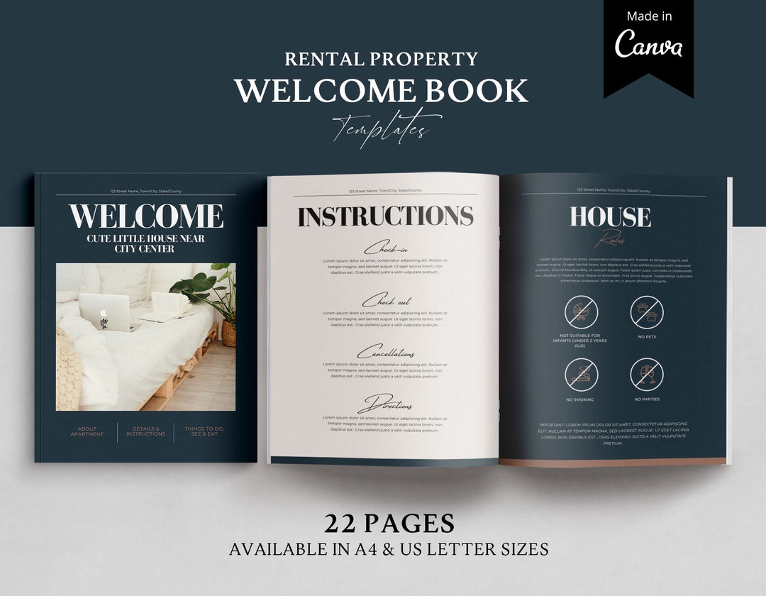 22-page Welcome Book Template for Canva, Guest Book Template, Guide ...
