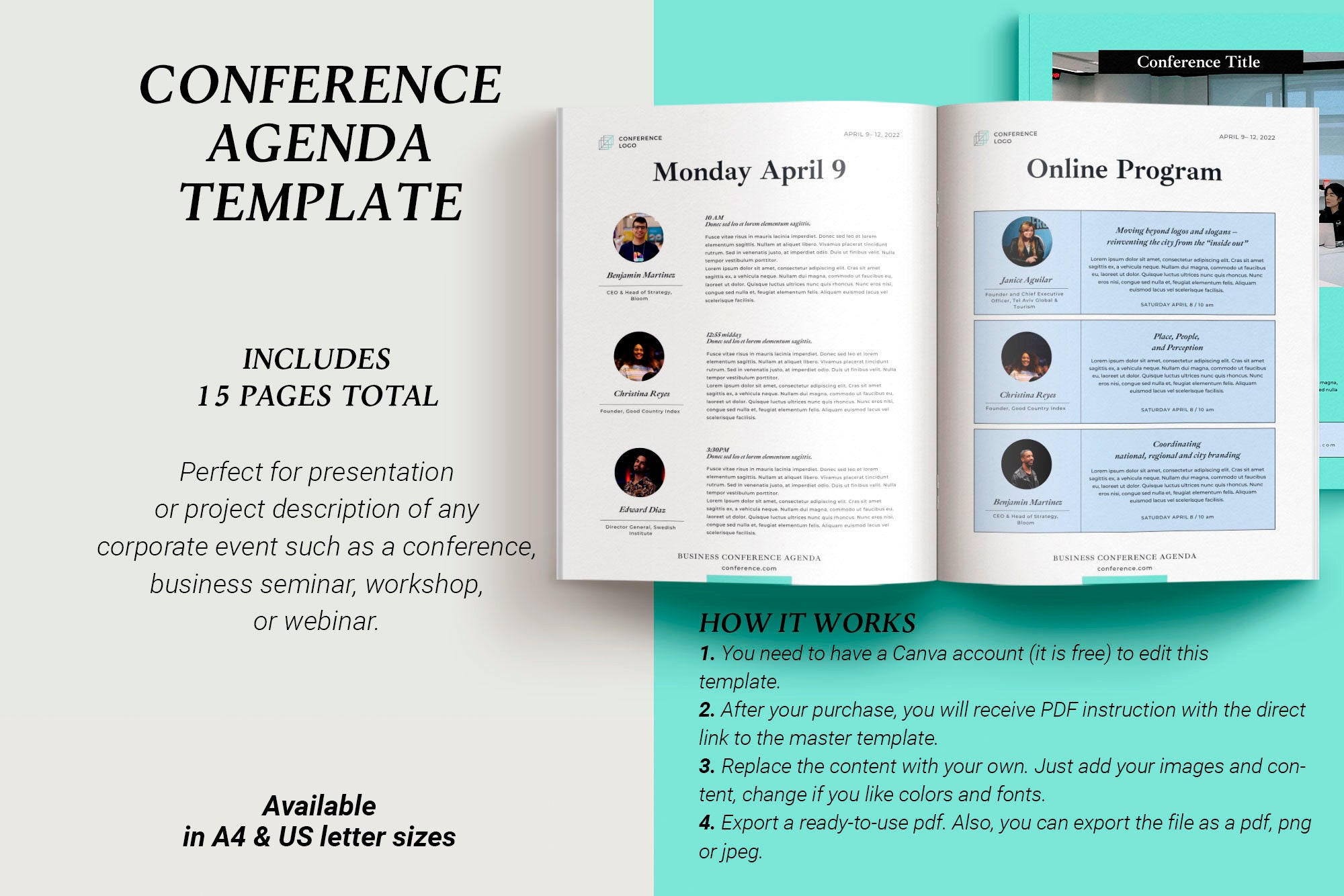 Conference Agenda Canva Template, Business Brochure Magazine, Event ...