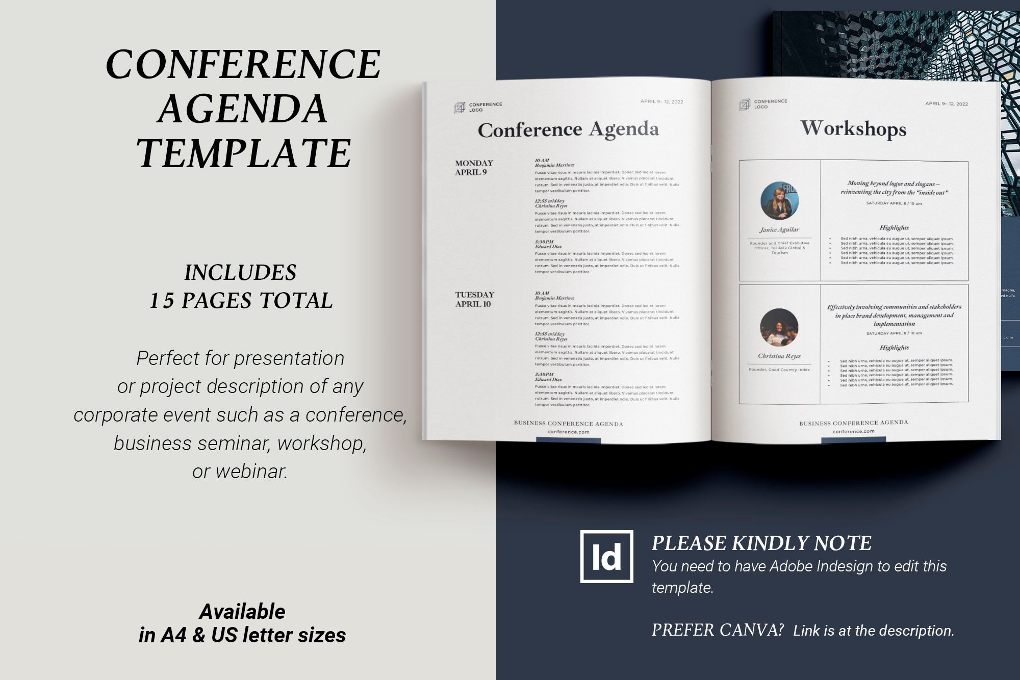 Conference Agenda Template, Indesign Template, Business Brochure ...