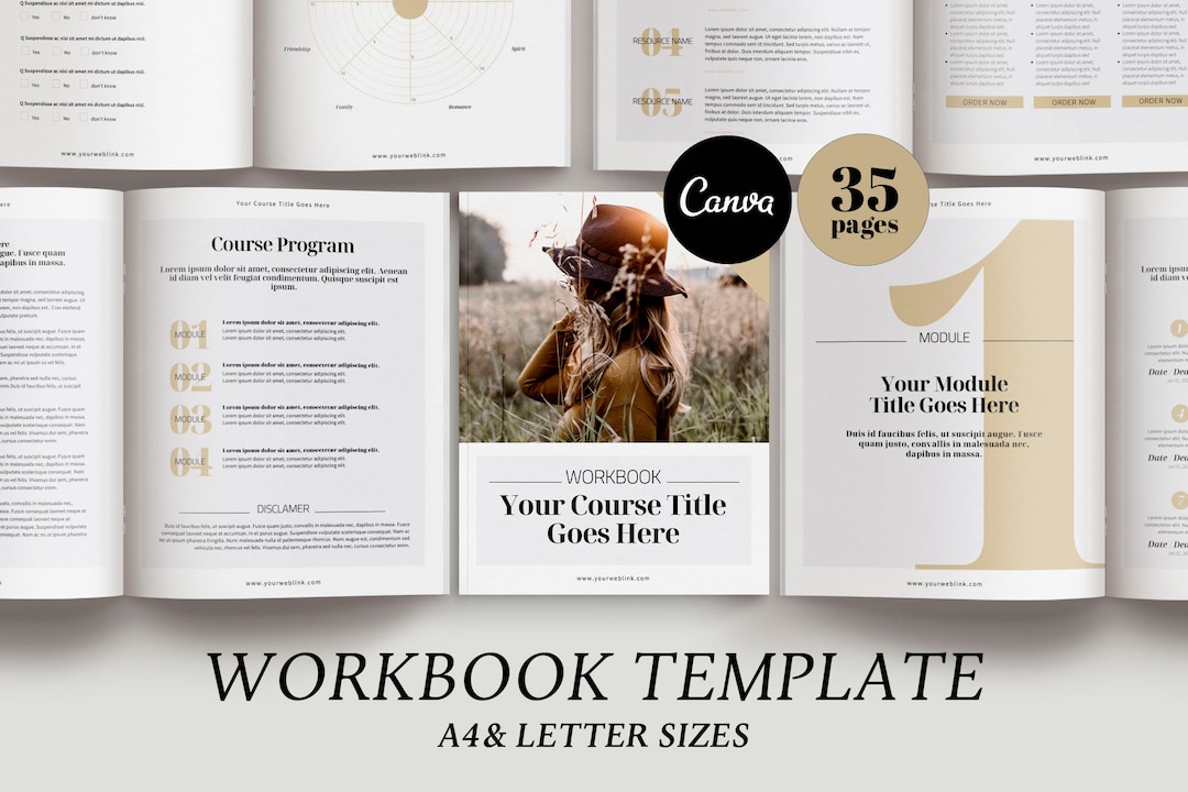 Workbook Canva Template, Online Course Guide, Ecourse Worksheet ...