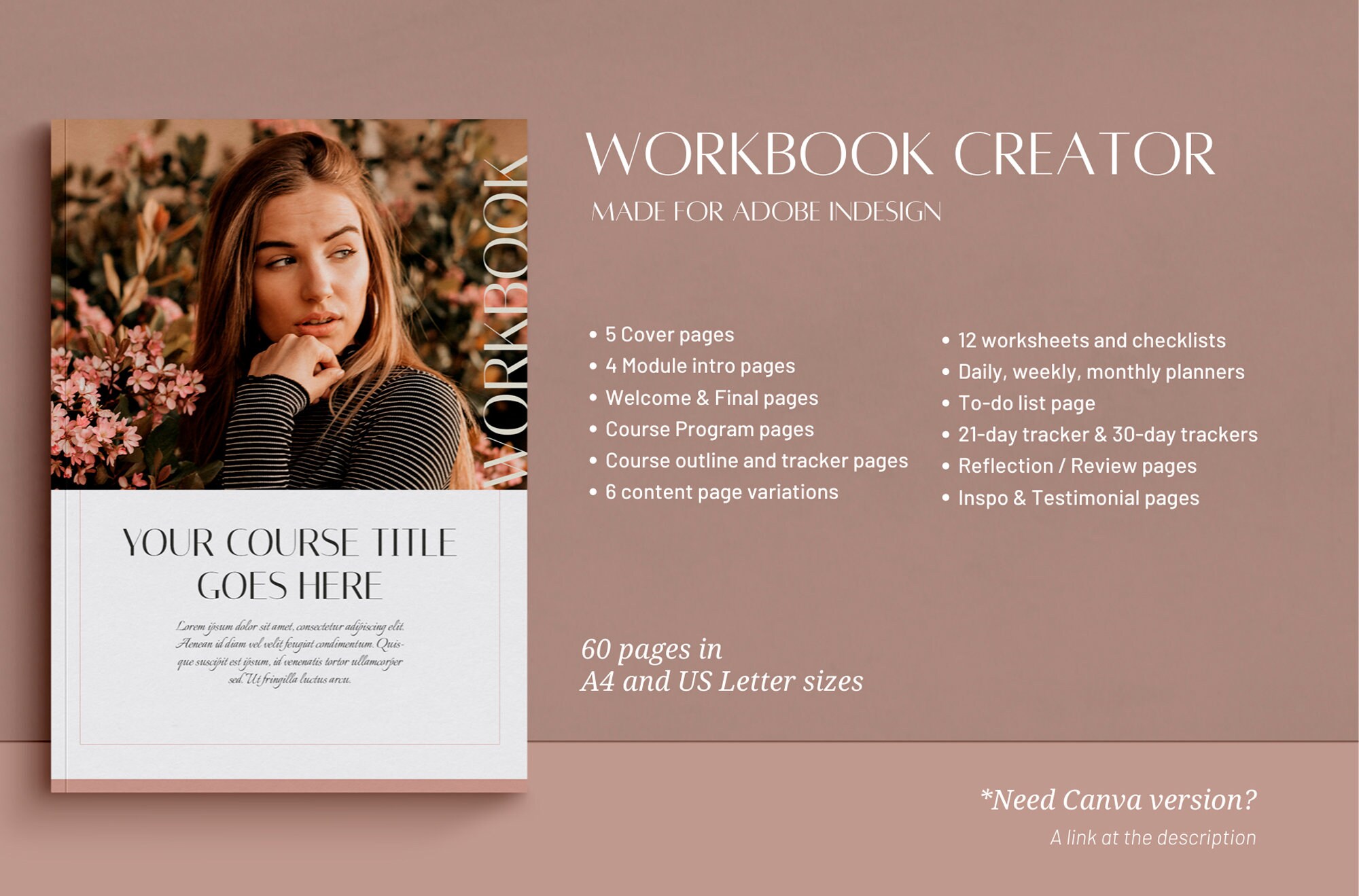 Workbook Indesign Template, Online Course Guide, Ecourse Worksheet ...