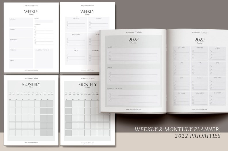 Canva Planner Template 2022 Canva Calendar Template Daily - Etsy