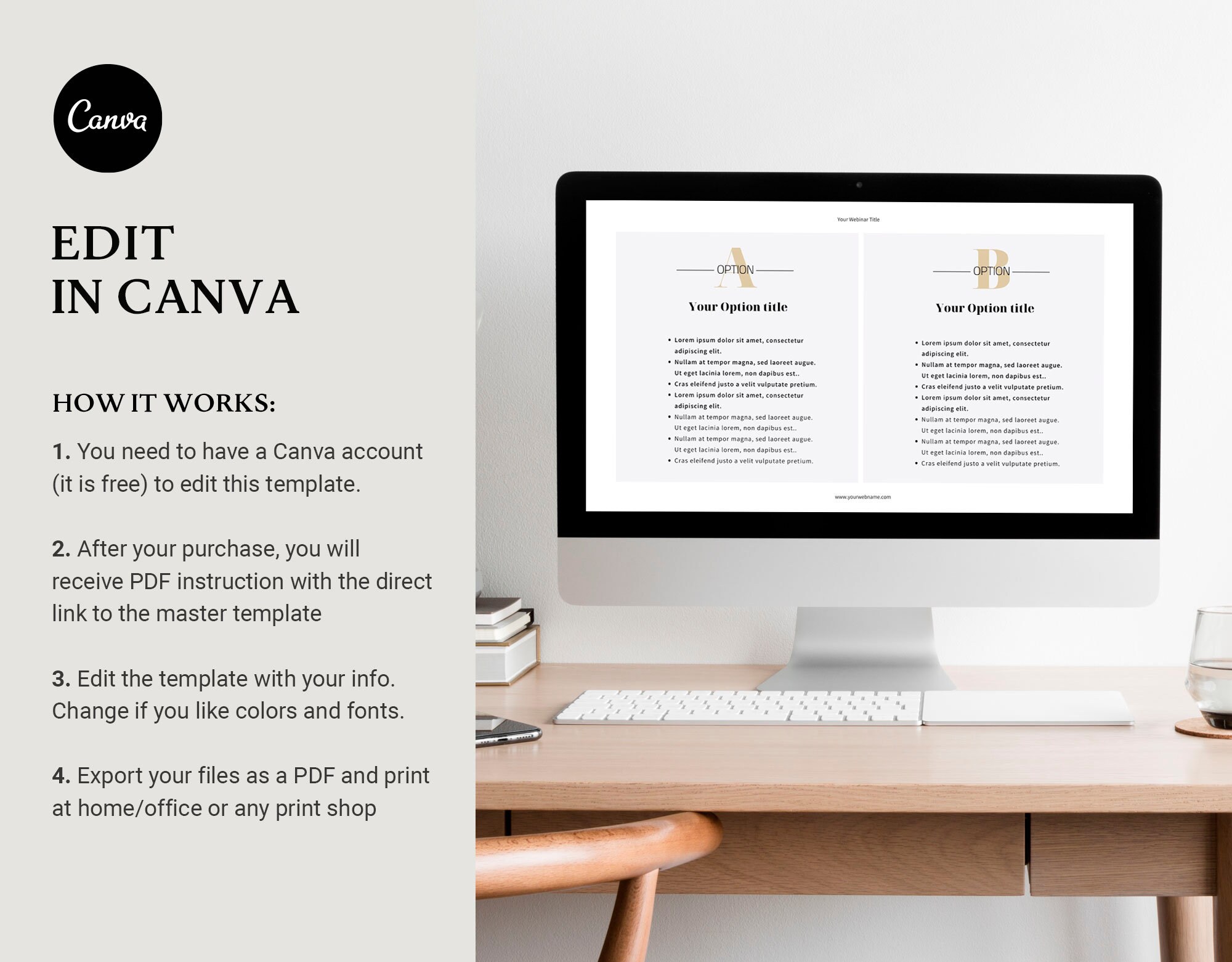 2-in-1 Canva Templates For Creator, Workbook Template, Ebook Webinar