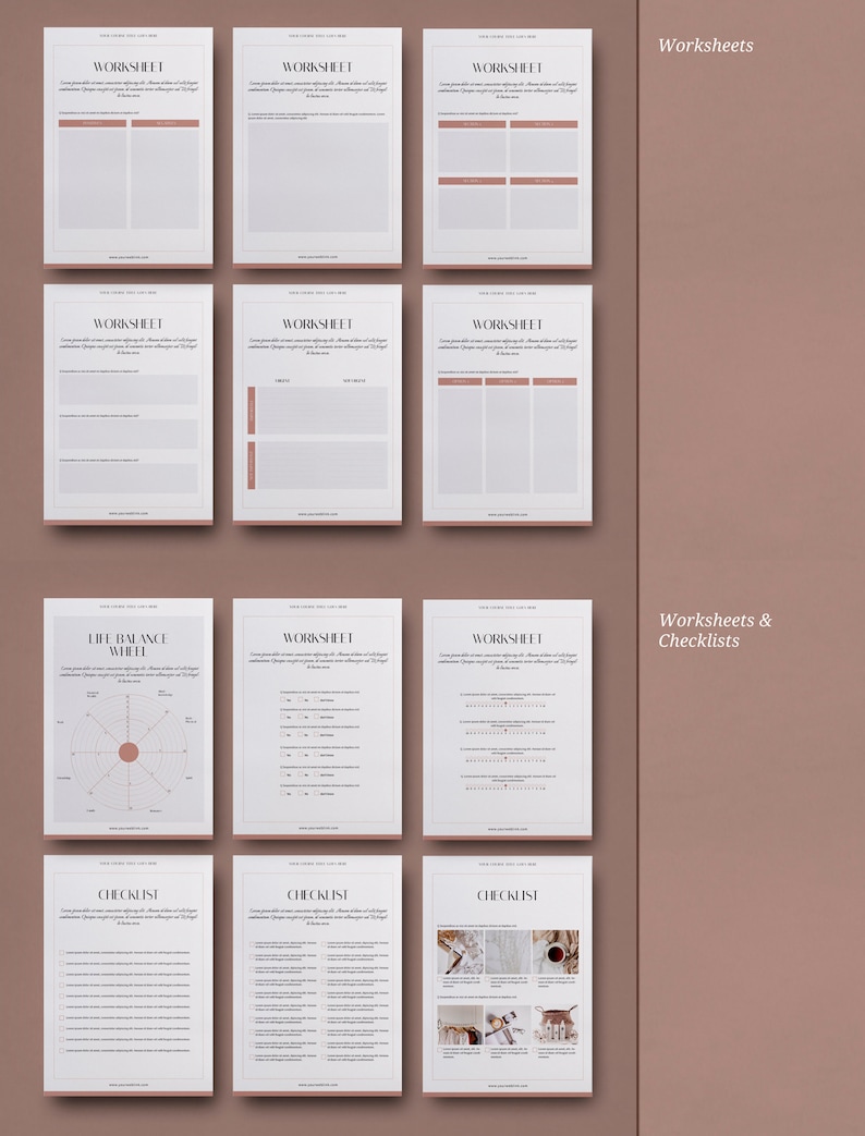 Workbook Indesign Template, Online Course Guide, Ecourse Worksheet ...