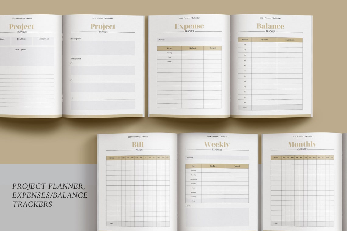 2024 Planner Template, 2024 Canva Calendar Template, Daily, Weekly ...