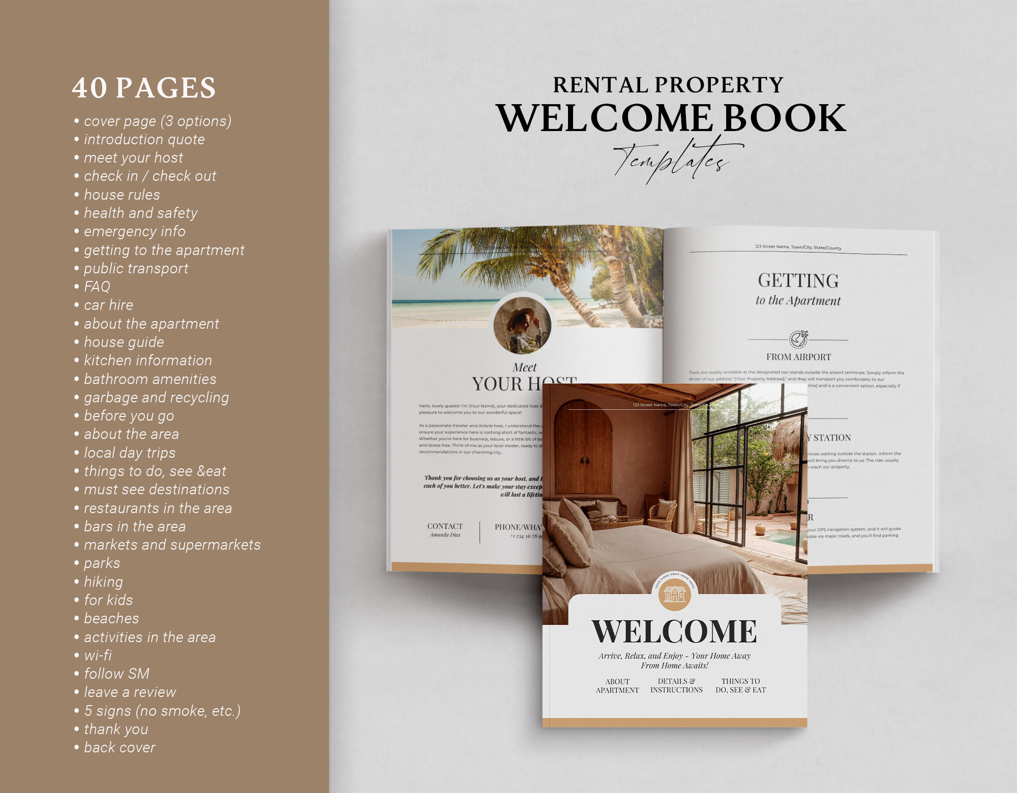 40-page Welcome Book Template CANVA, Guest Book, Beach House Guide ...