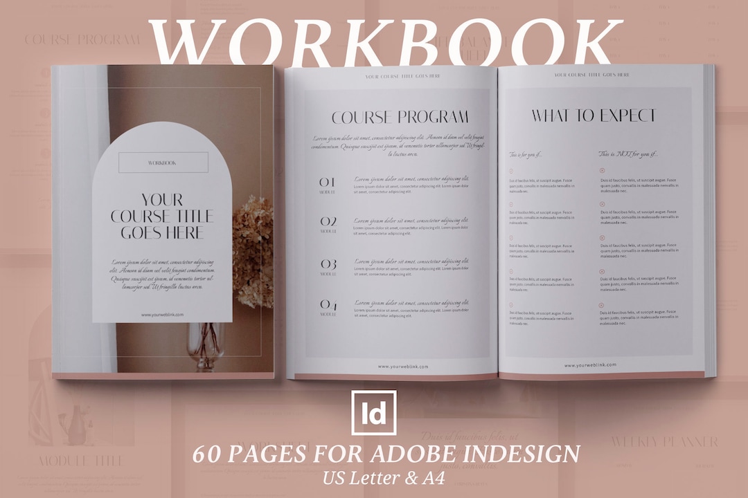 Workbook Indesign Template, Online Course Guide, Ecourse Worksheet ...