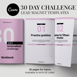 30 Day Challenge Workbook Canva Template, Course Workbook Worksheet ...