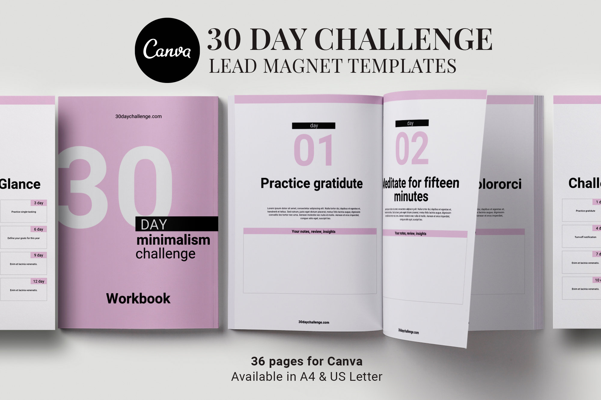 30 Day Challenge Workbook Canva Template, Course Workbook Worksheet ...