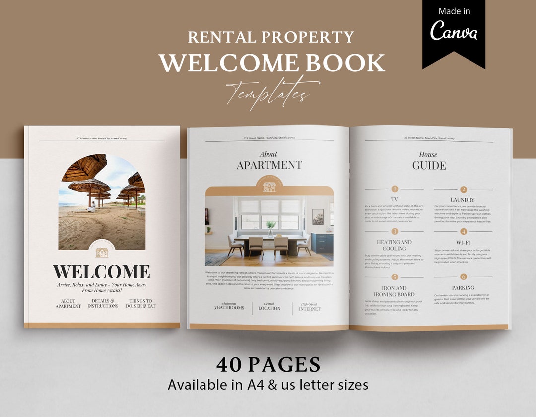 40-page Welcome Book Template CANVA, Guest Book, Beach House Guide ...