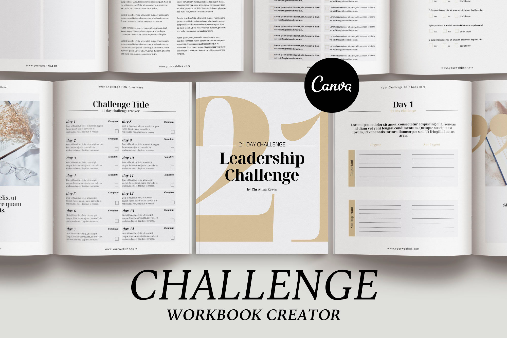 Challenge Workbook Creator, Canva Template, Course Workbook Worksheet ...