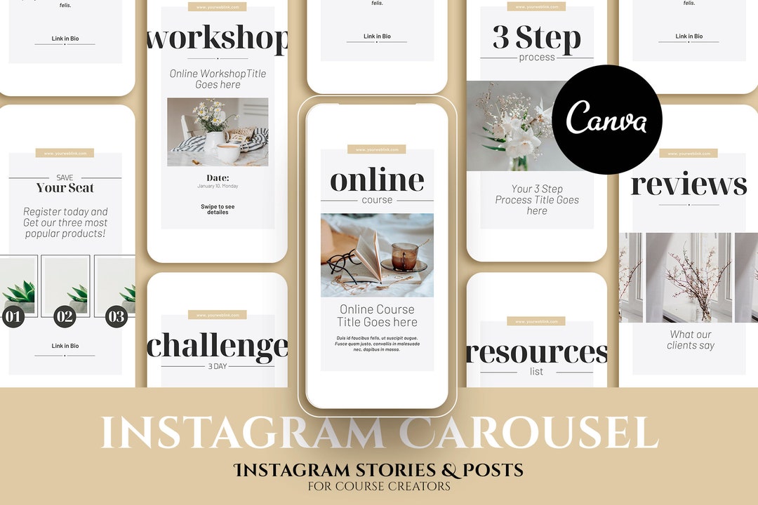 Instagram Templates for Canva, IG Stories Post Carousel, Canva Template ...