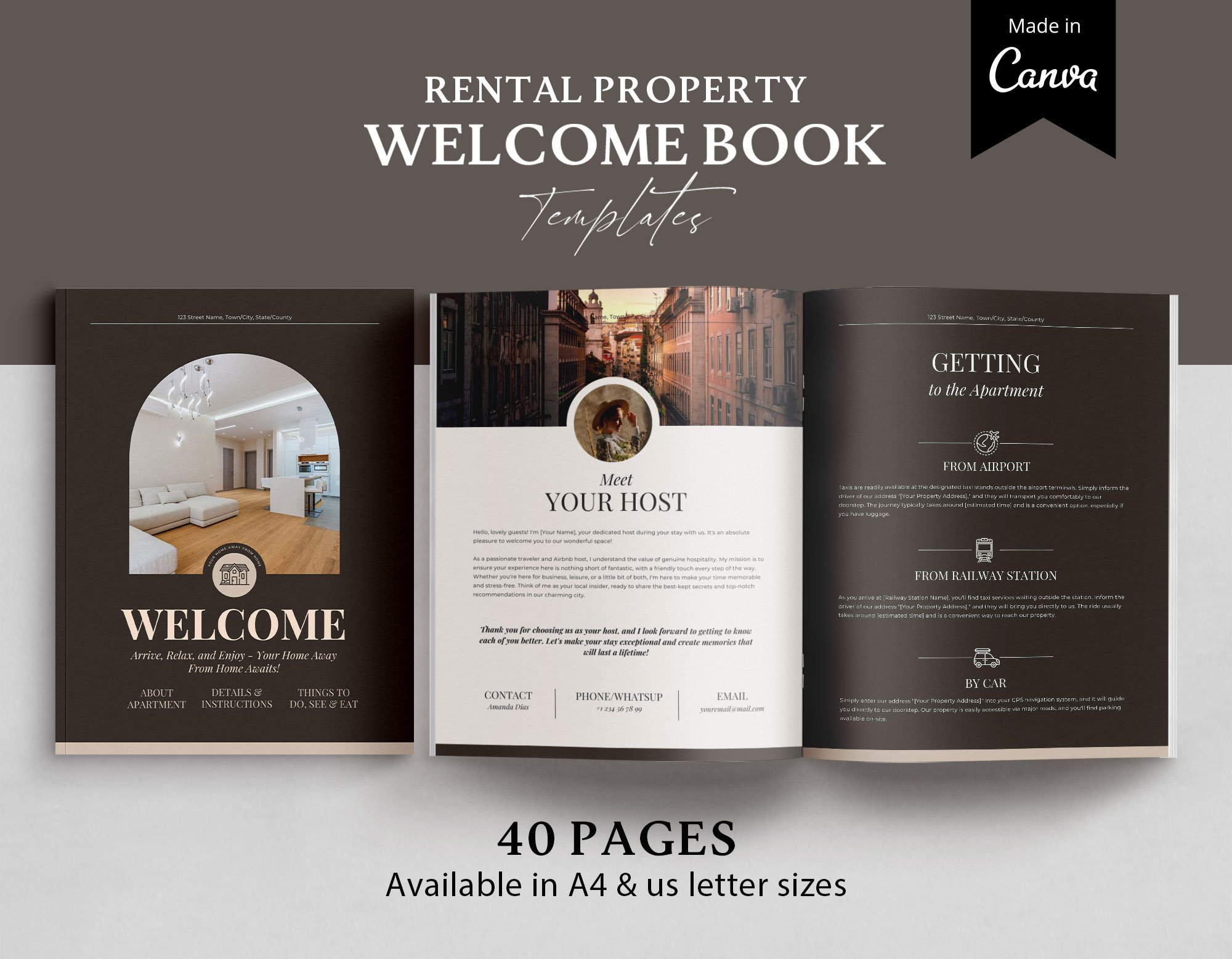 Welcome Book Template Canva, House Guide, VRBO Guest Book, Luxury ...