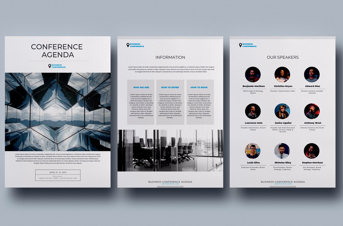 Conference Agenda Canva Template, Business Brochure, Event Meeting ...