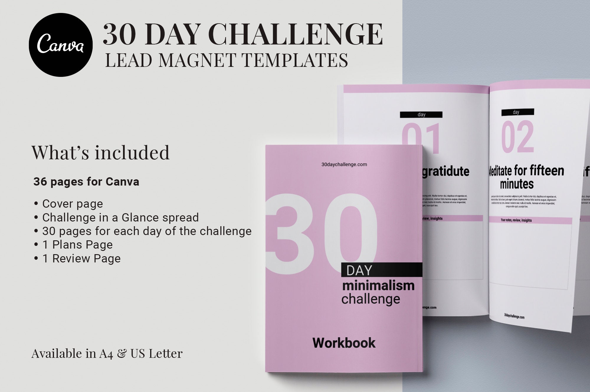30 Day Challenge Workbook Canva Template, Course Workbook Worksheet ...
