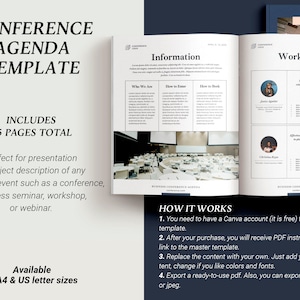 Conference Agenda Canva Template, Business Brochure, Event Meeting ...