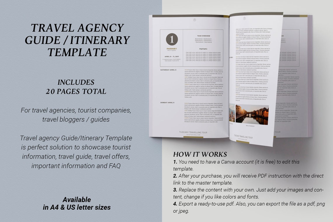Canva Ebook Template, Travel Agency Guide Template, Travel Itinerary ...