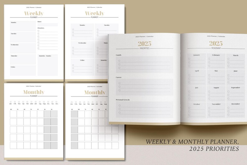 2025 Canva Planner Template, Editable Monthly Calendar Template ...