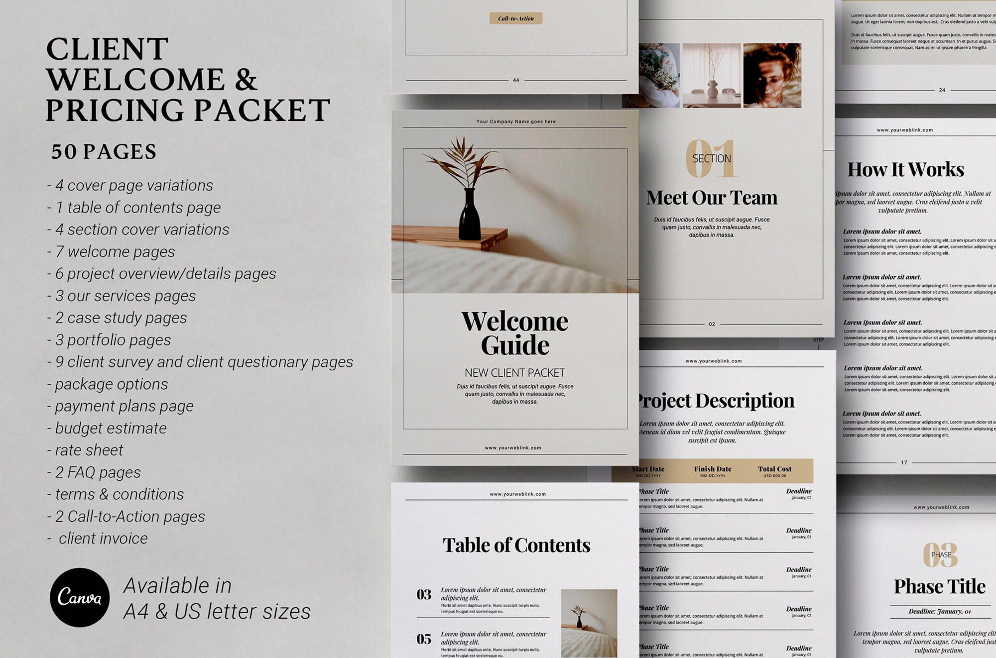 Client Welcome Packet Template, Canva Ebook Template, Welcome Guide ...