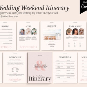 Editable Wedding Itinerary Template, 45 Pages, Wedding Weekend Planner ...