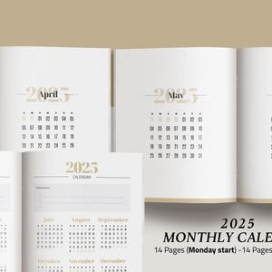 2025 Canva Planner Template, Editable Monthly Calendar Template ...