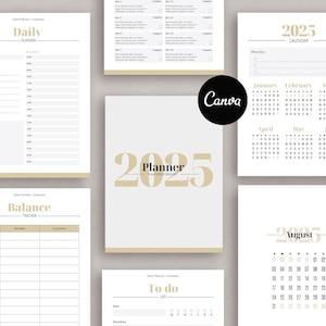 2025 Canva Planner Template, Editable Monthly Calendar Template ...