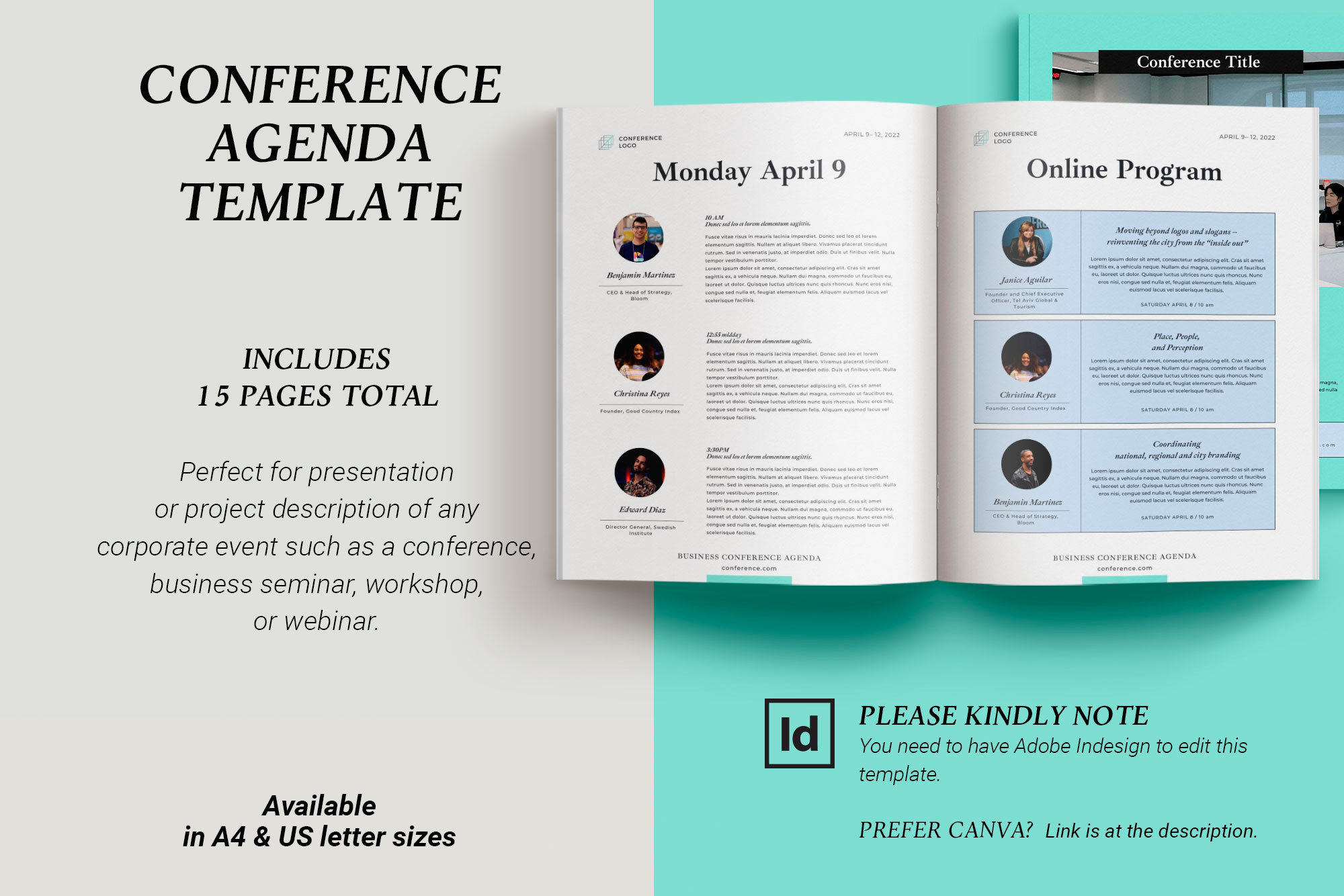 Conference Agenda Template, Indesign Template, Business Brochure ...
