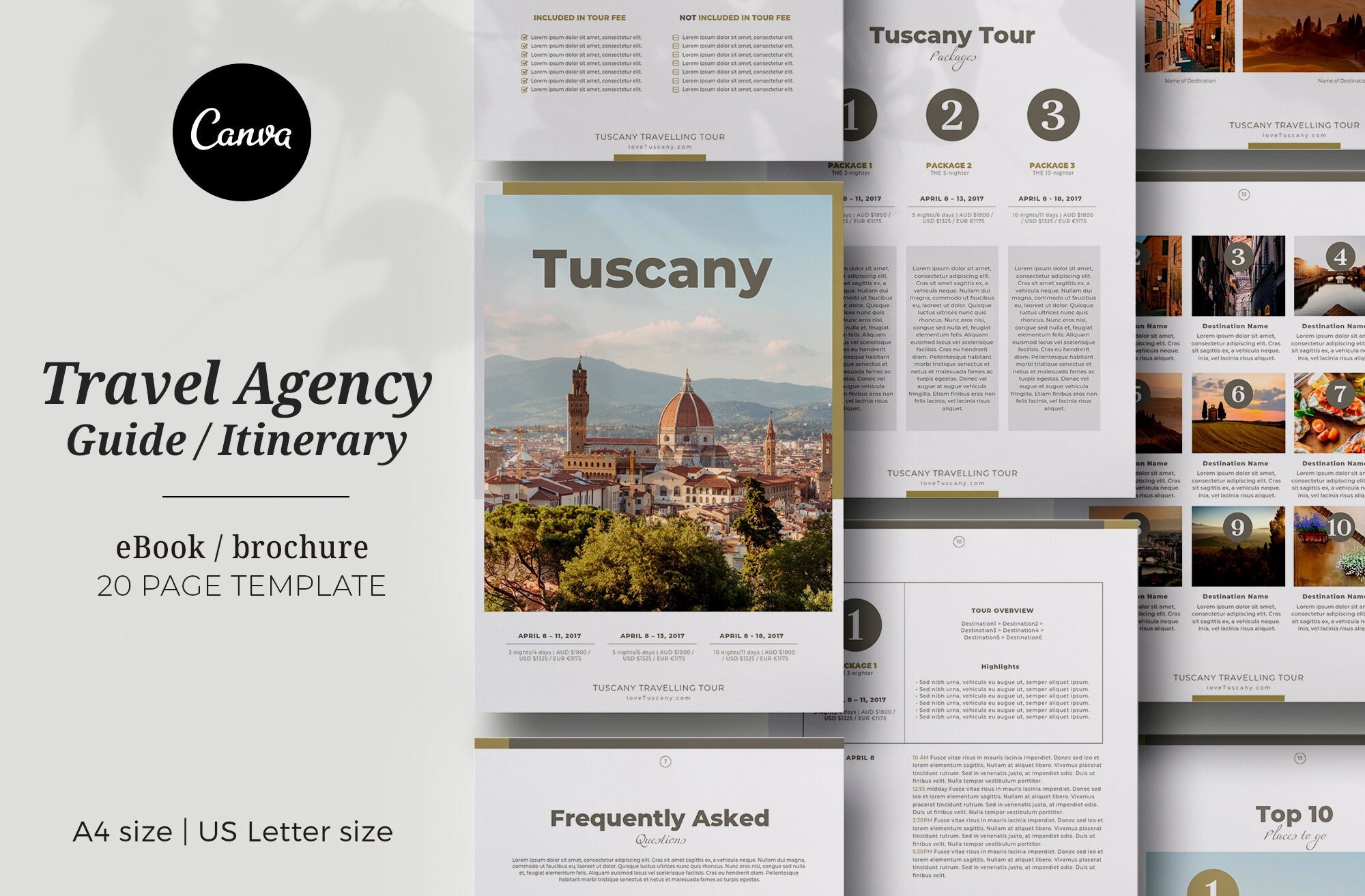 Canva Ebook Template, Travel Agency Guide Template, Travel Itinerary ...