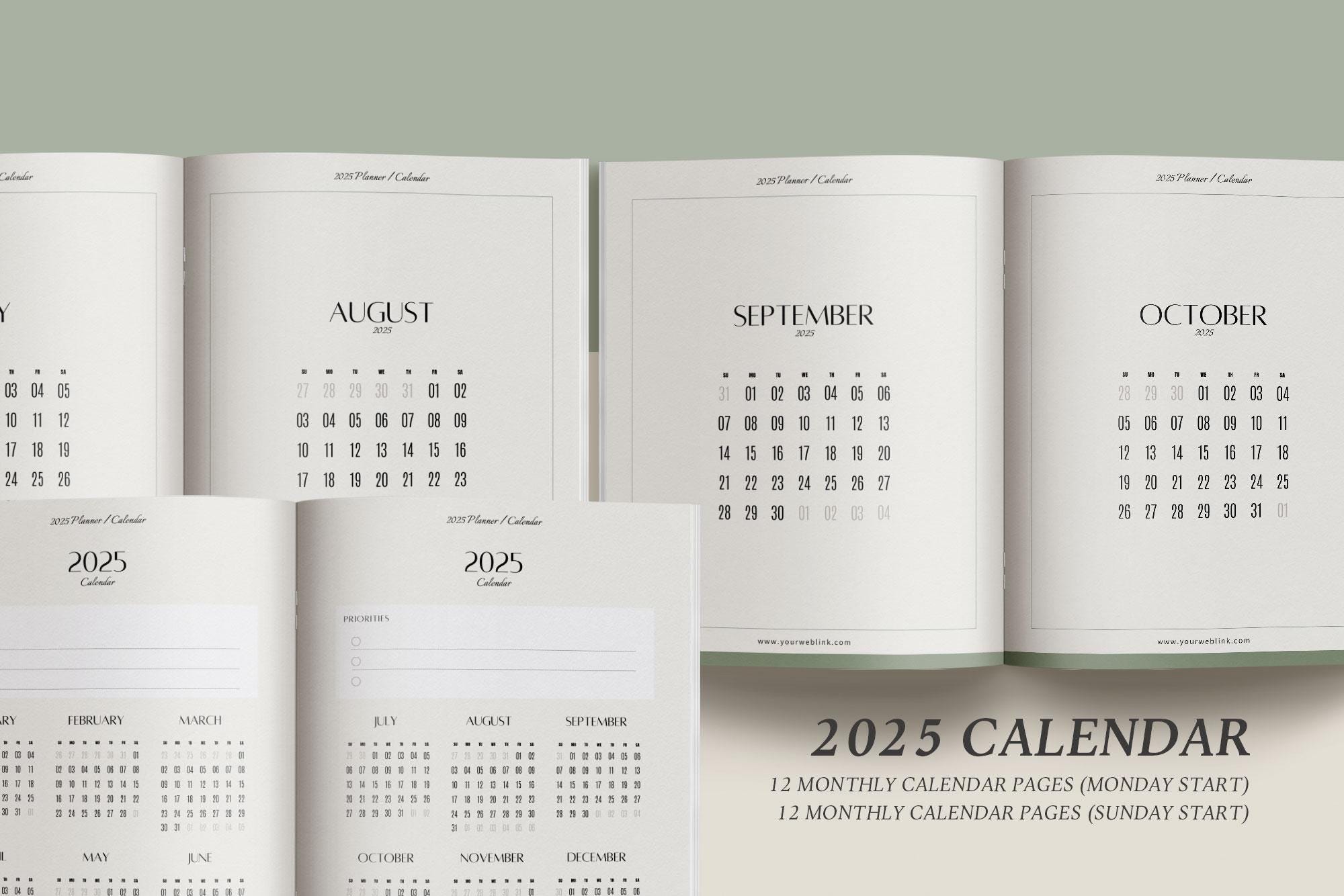 2025 Canva Planner Template, 2025 Monthly Calendar Template, Editable ...