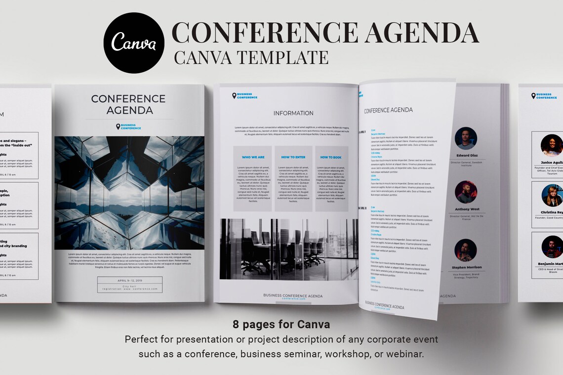 Conference Agenda Canva Template, Business Brochure, Event Meeting ...