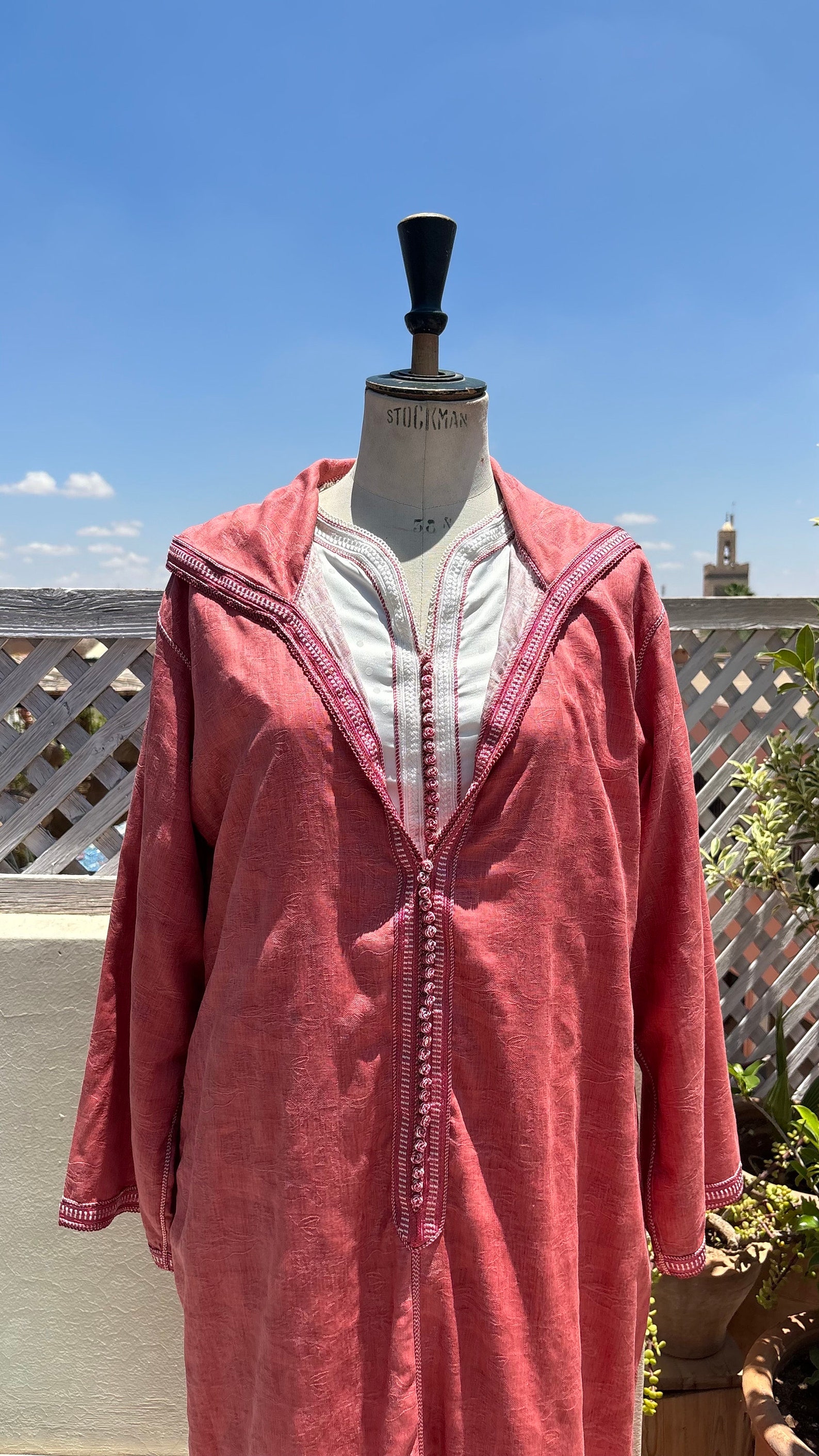 Coral Linen Jellaba Set: Moroccan Qmiss Satin - Etsy