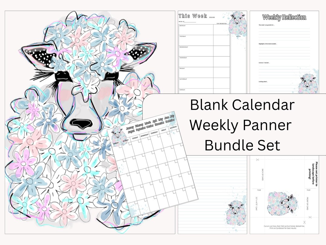 Sheep Planner Printable Bundle, Farm Animal Weekly Scheduler, Calendar ...