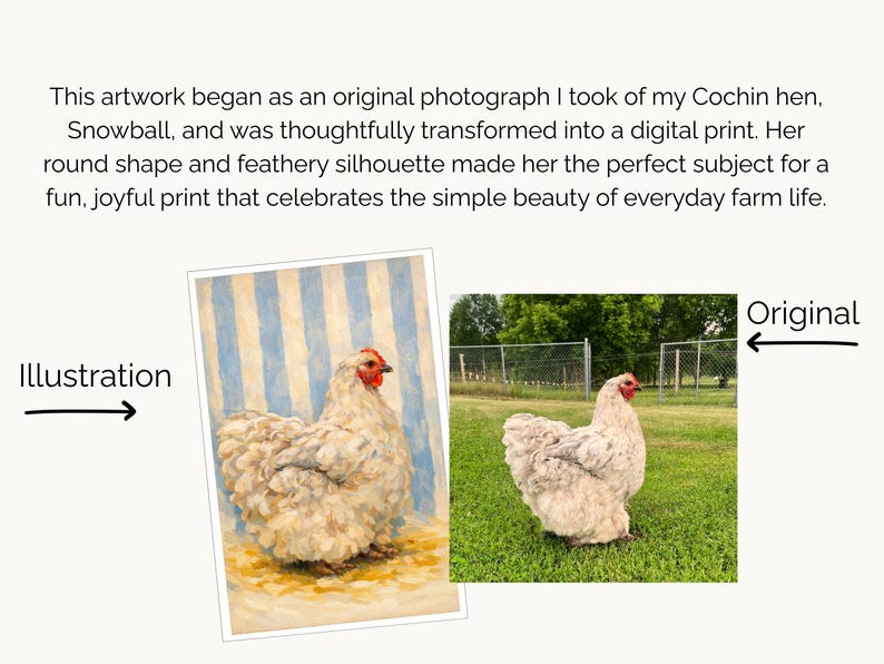 Chicken Wall Art Printable | Cozy Farmhouse Blue Stripe Cottage Style ...
