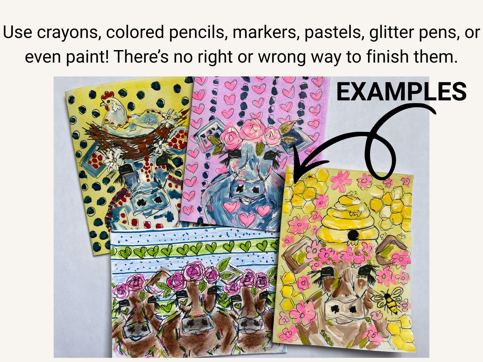 Cow Coloring Card Set – Printable Greeting Cards With Envelopes (PDF ...