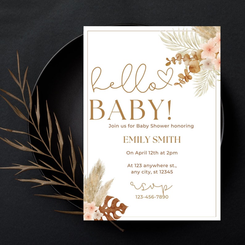Editable Boho Baby Shower Invite Printable Template Instant Download - Etsy