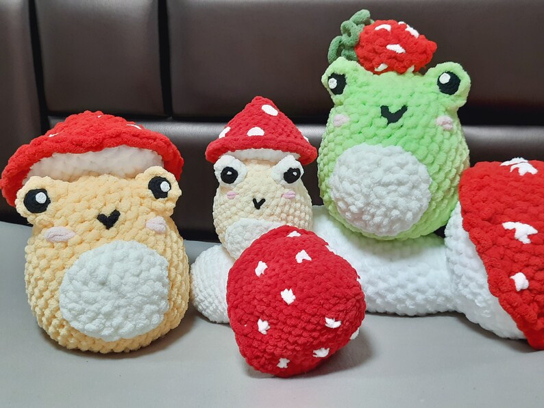 Frog Plush Pattern, Frog Mushroom Pillow Crochet Pattern, Squishy Frog, Cute Throw Pillow ...