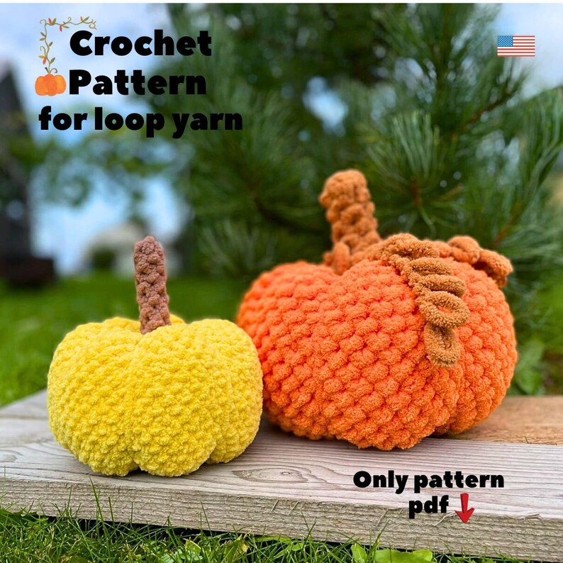 Pumpkin Pillow Crochet Pattern for Loop Yarn, Large Pumpkin Crochet Pattern, Halloween Pumpkin ...