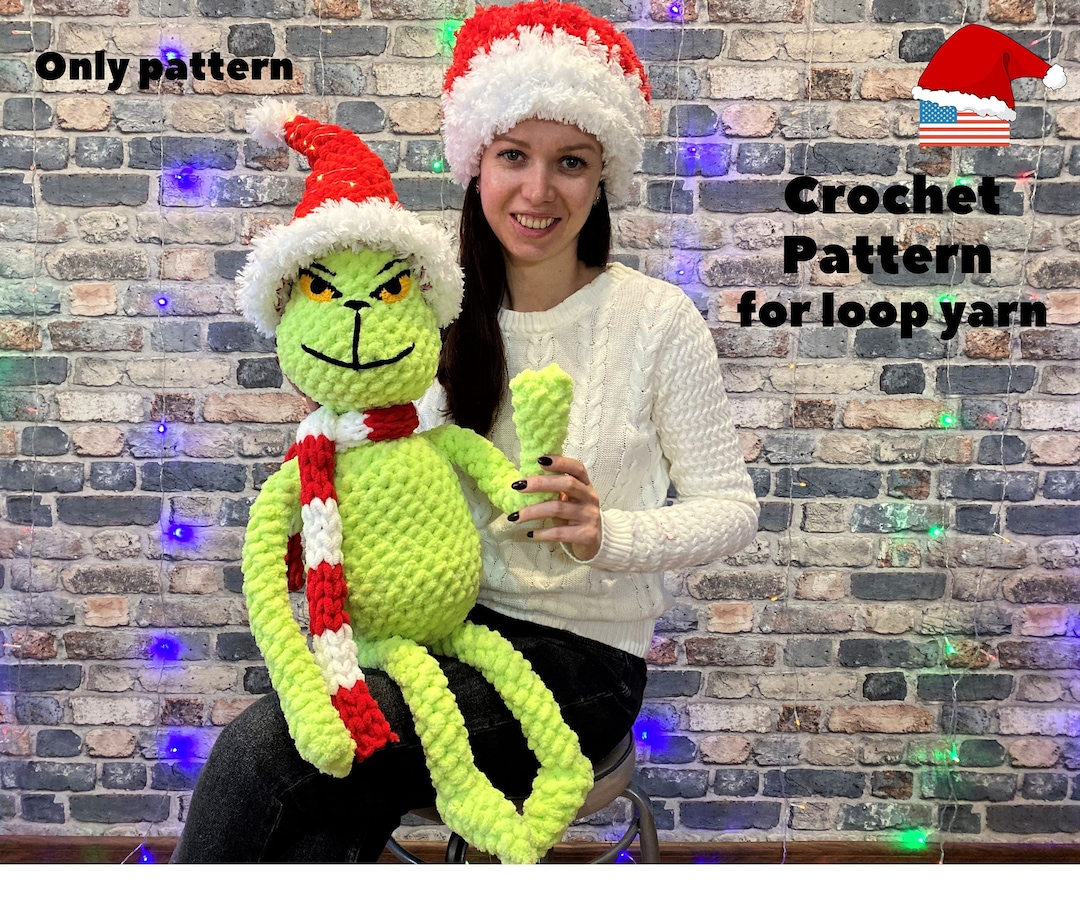 Christmas Grinch Crochet Pattern for Loop Yarn, Crochet Christmas Throw ...