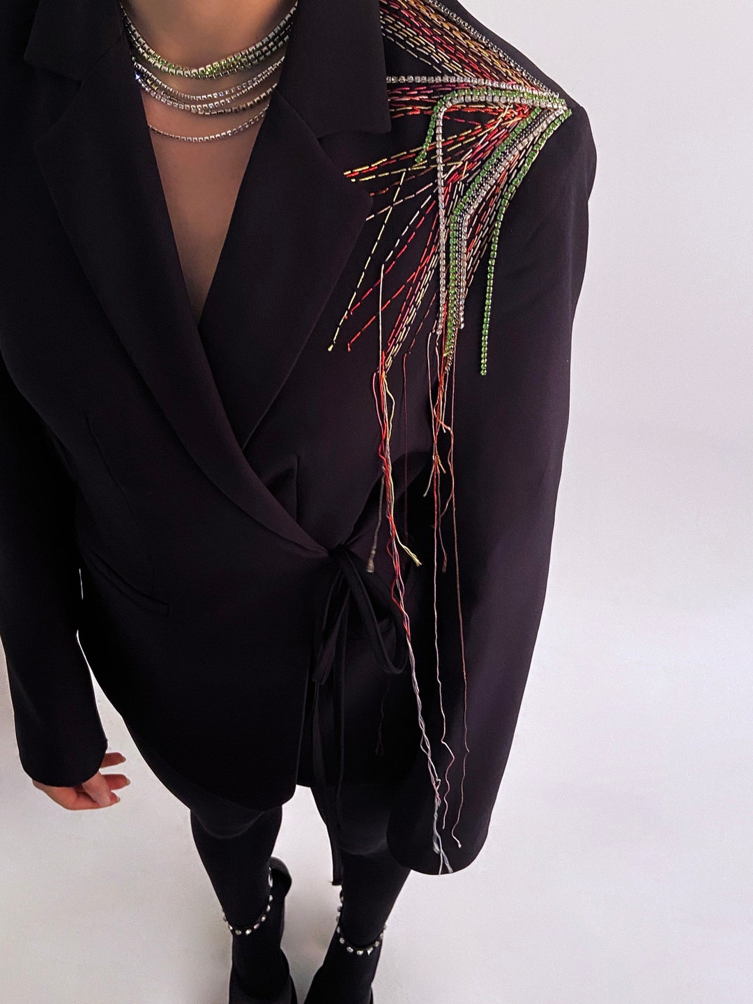Fancy Stitched Vintage Jacket/blazer Jacket Hand Stitched,handmade ...