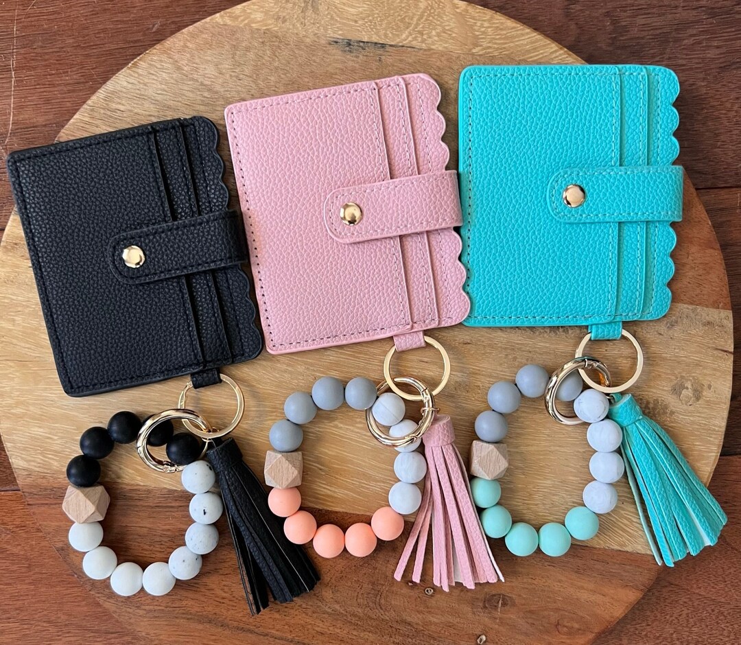 Keychain Wallet With Wristlet Bangle Bracelet, Keyring Bangle, Key ...