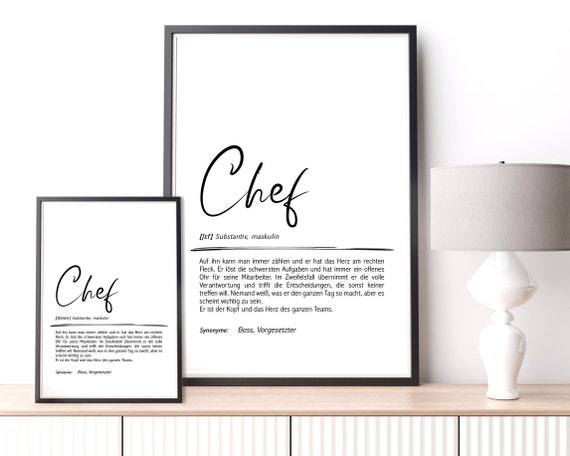 Poster / Karte Definition Chef personalisiert Print - Etsy