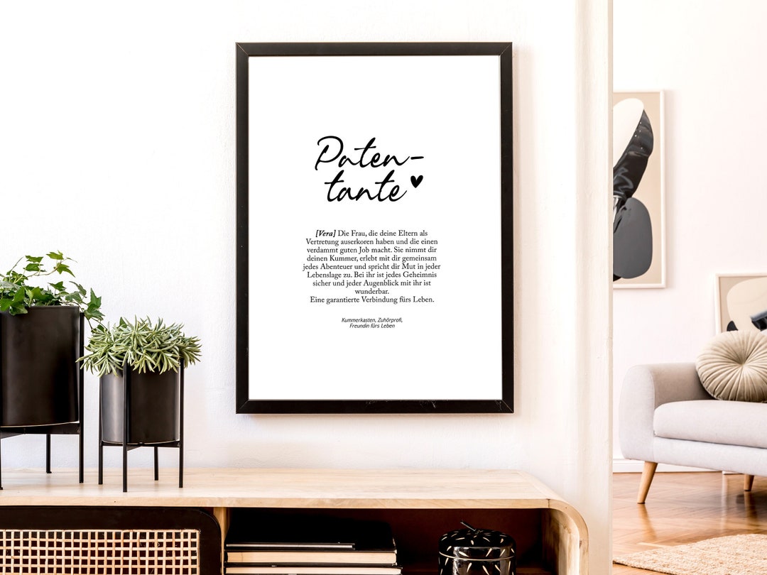 Poster / Card I Godmother I Definition Personalized I Print I Baptism ...