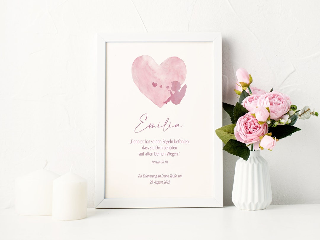 Christening Poster / Card Angel Personalized Printing - Etsy