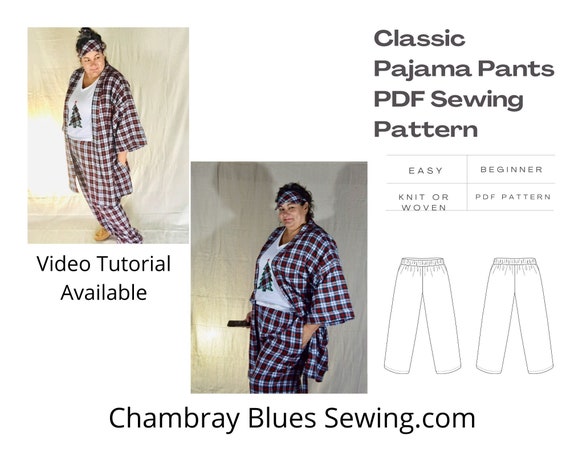 Classic One Piece Pajama Pant PDF Sewing Pattern | Etsy