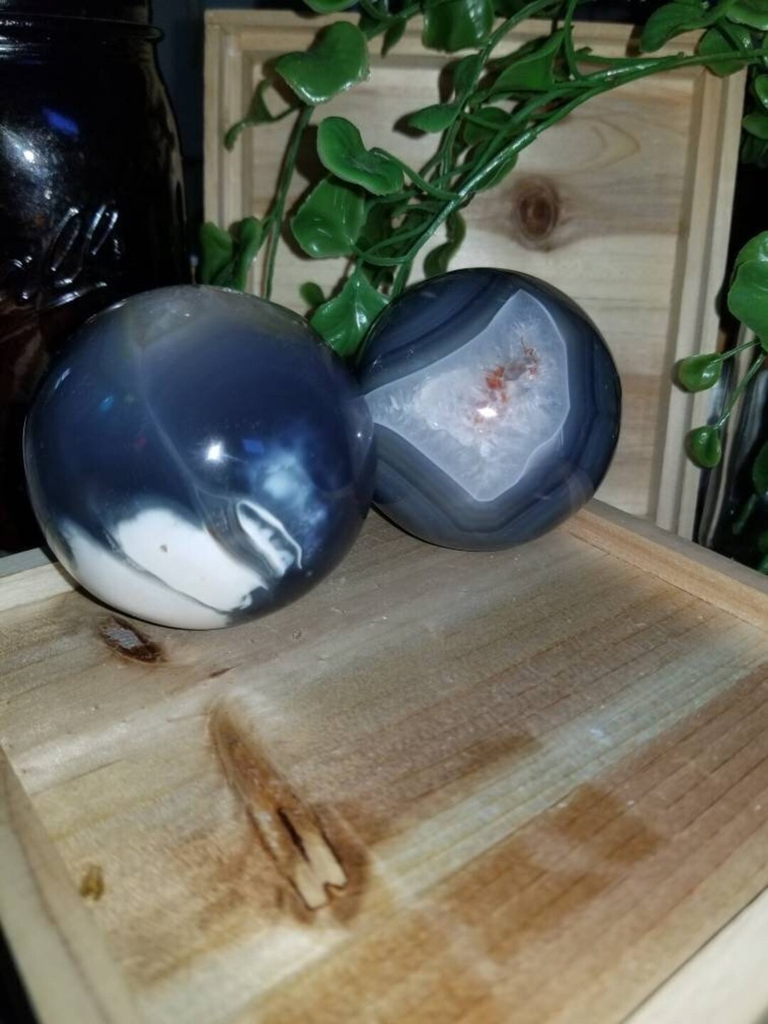 Gray Agate Druzy Mini Spheres and Orca Agate Large Spheres | Natural ...