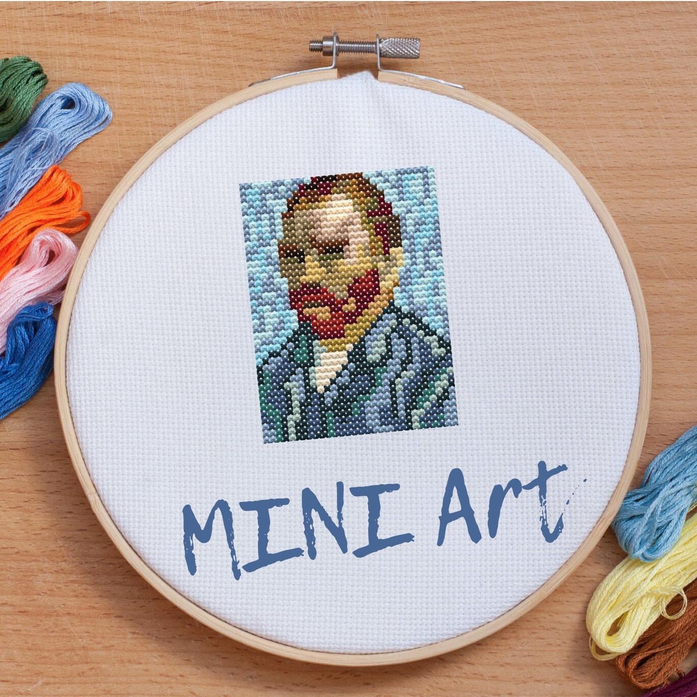 MINI Van Gogh Self-portrait Digital Cross Stitch Pattern, Cross Stitch ...
