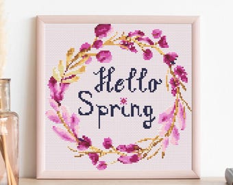 Hello Spring Cross Stitch Pattern - Etsy UK