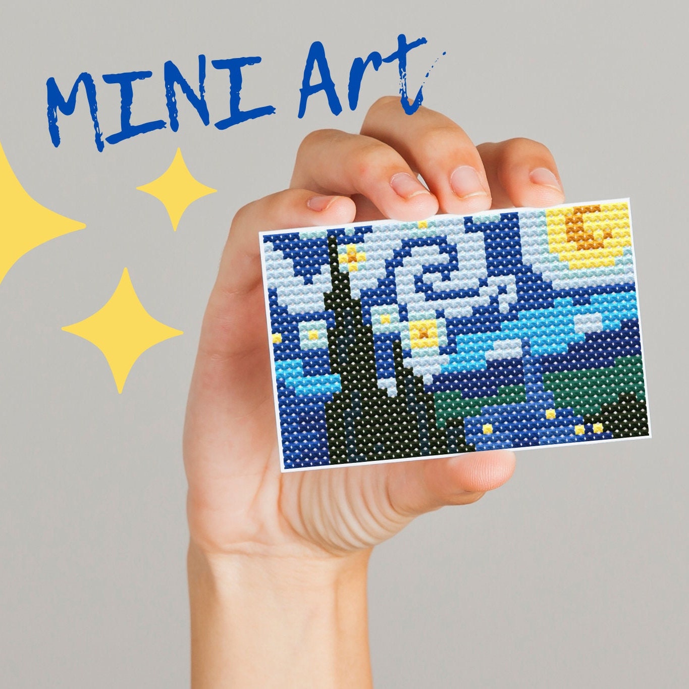 MINI Van Gogh Starry Night Digital PDF Cross Stitch Pattern, Famous Art ...