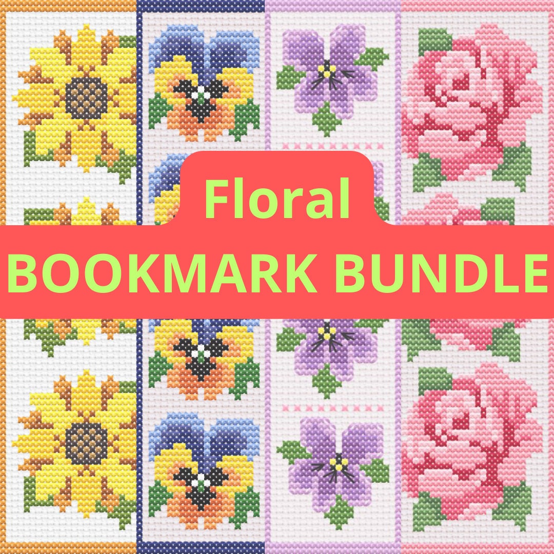 FLORAL BOOKMARK Bundle PDF Cross Stitch Pattern, Flower Bookmark, Pdf ...